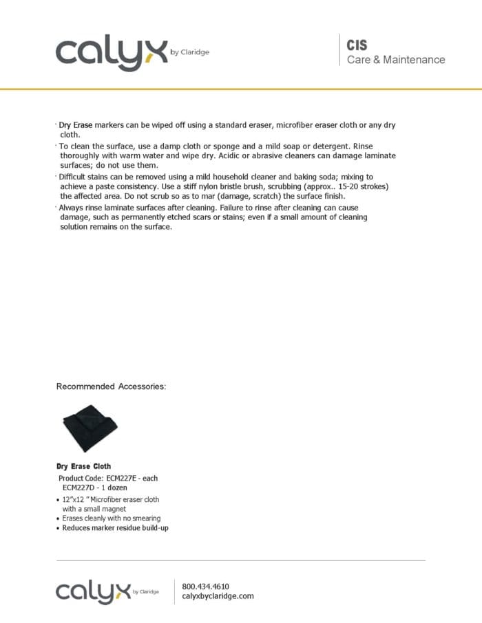 Care & Maintenance - Calyx by Claridge